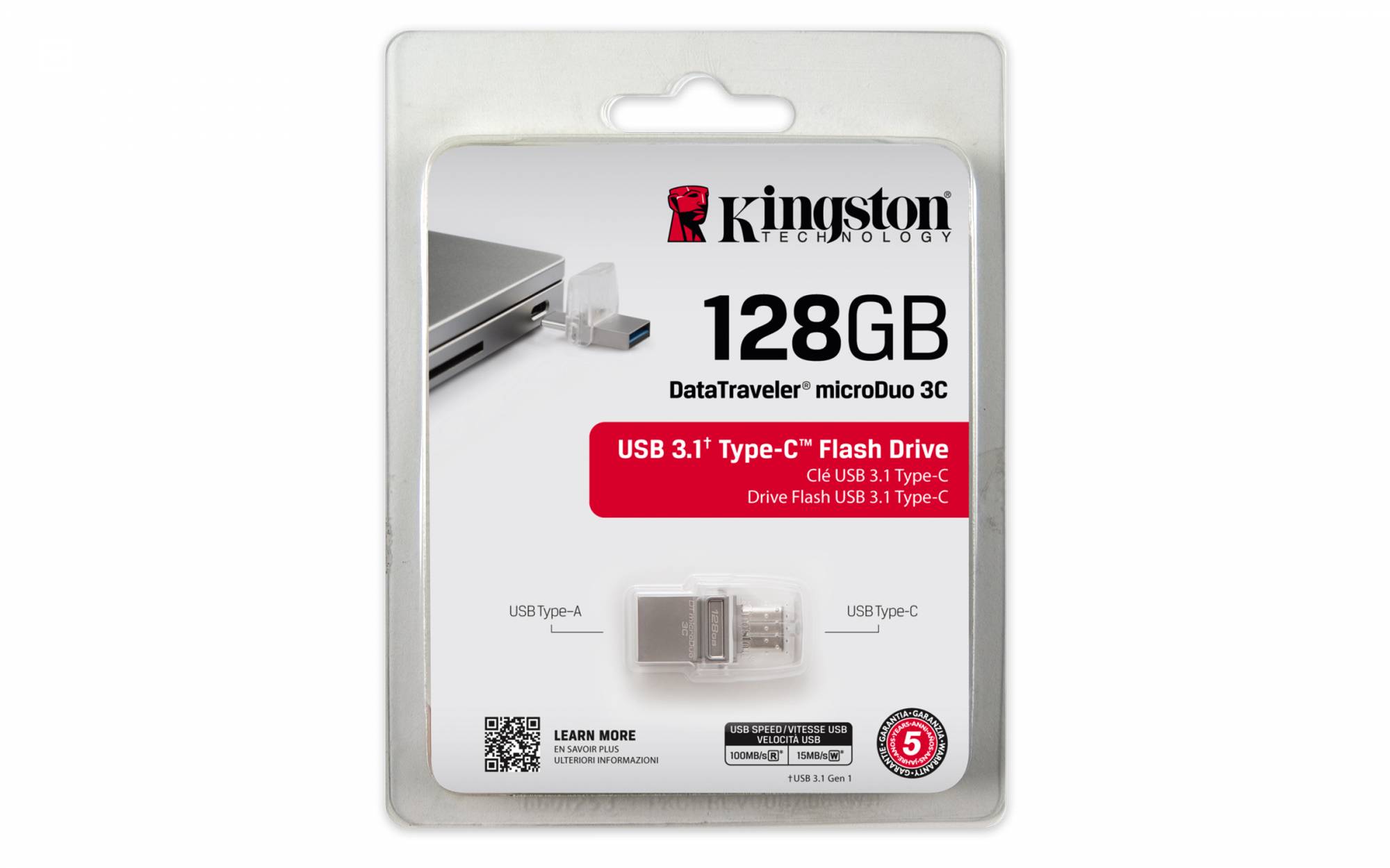 KINGSTON 128GB DataTraveler MicroDuo Type-C USB Flash Drive